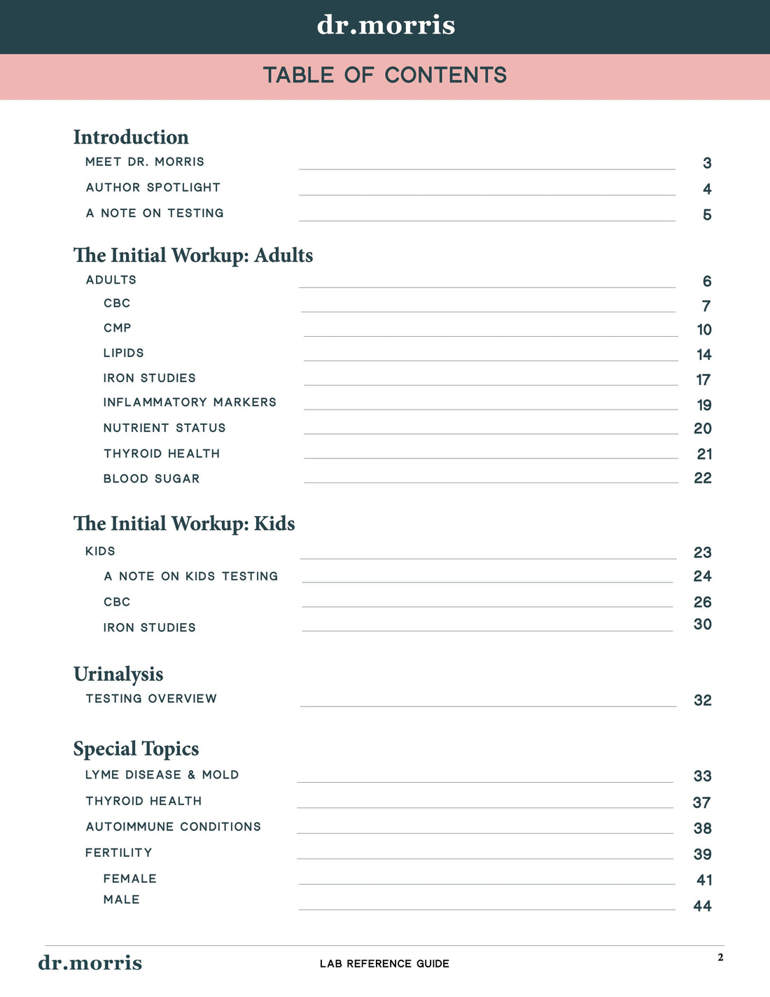 Lab Reference Guide – Shop Dr. Morris